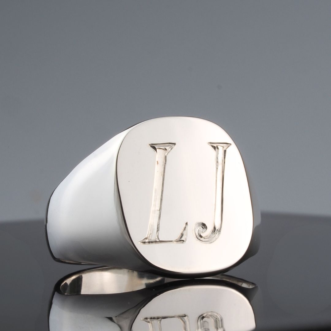 Sterling Silver Signet Ring Personalised Hand Engraved