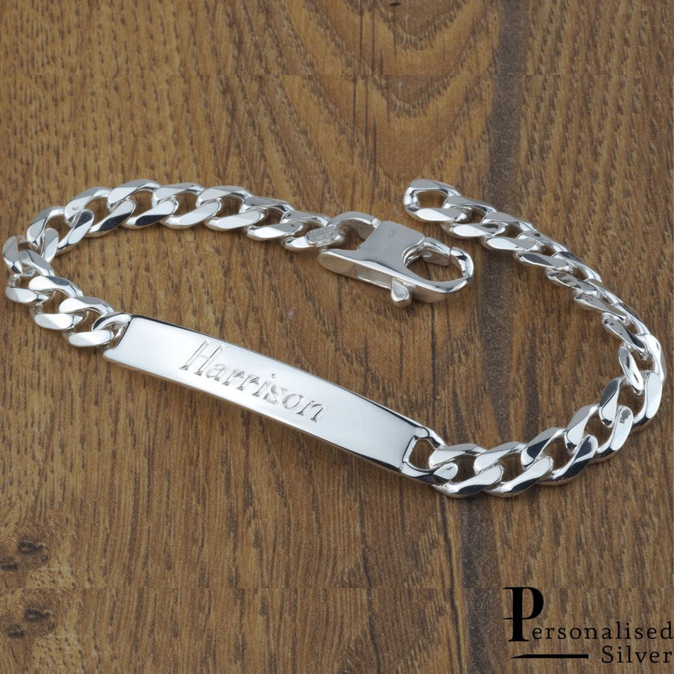 Personalised Sterling Silver Boys Id Bracelet Engraved